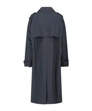 THE FRANKIE SHOP Bleecker Plaid Oversized Trench Coat - Darkgrey