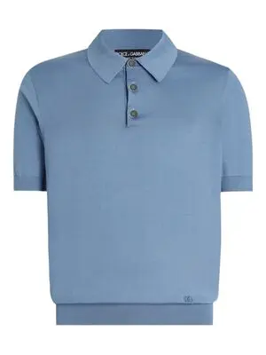 Dolce & Gabbana Dolce Gabbana Dg Logo Embroidered Polo Shirt - Light Blue