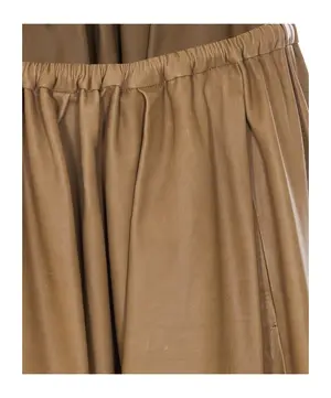 Auralee Elastic-waist Leather Midi Skirt - Brown