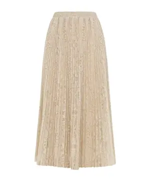 Ermanno Scervino Pleated Lace Midi Skirt - No