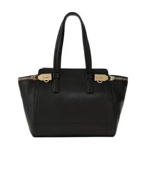 FERRAGAMO Verve Logo Top Handle Bag - Black