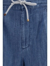 Brunello Cucinelli Double Pleated Lightweight Denim Trousers - Medium Denim