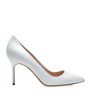 Manolo Blahnik Nappa Leather Pointed Toe Pumps - White
