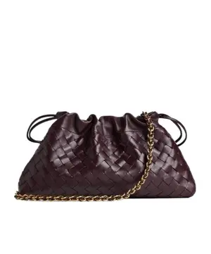 Bottega Veneta Woven Leather Bucket Bag With Metal Chain