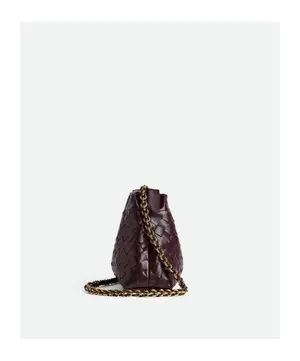 Bottega Veneta Woven Leather Bucket Bag With Metal Chain