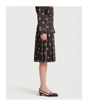Marni Floral Print Silk Twill Midi Skirt
