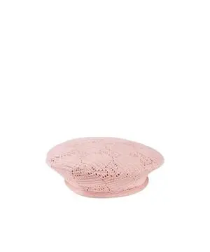Gucci Gg Crochet Beret With Satin Bow Detail - Pink