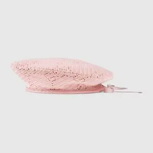 Gucci Gg Crochet Beret With Satin Bow Detail