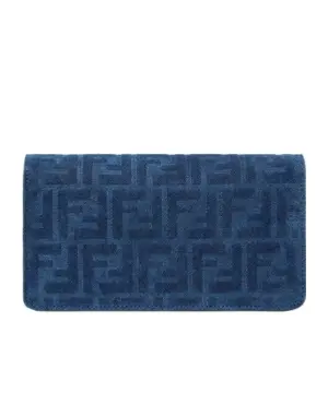 Fendi Baguette Ff Flocked Chained Wallet - Blue