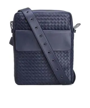 Bottega Veneta Woven Leather Shoulder Bag - Blue