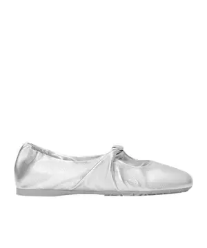 Loewe Pebble Metallic Effect Ballerina Flats - Silver
