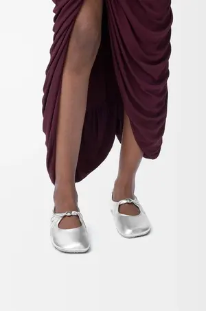 Loewe Pebble Metallic Effect Ballerina Flats - Silver
