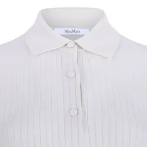 Max Mara Ribbed Knitted Polo Shirt With Turn-down Collar - No