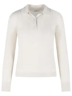 Max Mara Ribbed Knitted Polo Shirt With Turn-down Collar - No