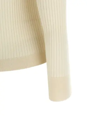 Max Mara Ribbed Knit Button Polo Top