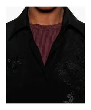 Ermanno Scervino Floral Embroidered Silk Shirt