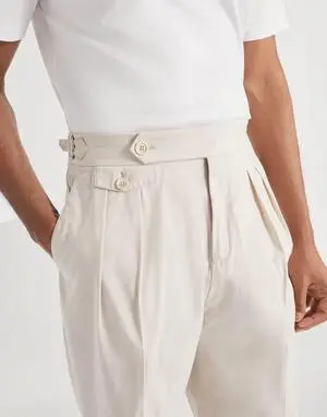 Brunello Cucinelli Pleated Trousers With Side Buckles - White