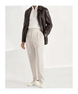 Brunello Cucinelli Pleated Trousers With Side Buckles - White