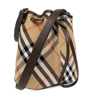 Burberry Check Drawstring Bucket Bag
