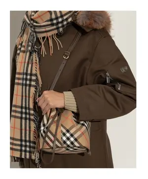 Burberry Check Drawstring Bucket Bag