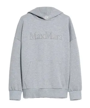 Max Mara Logo Detailed Long-sleeved Hoodie - Medium Gray