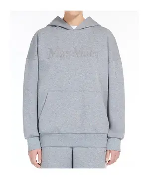 Max Mara Logo Detailed Long-sleeved Hoodie - Medium Gray