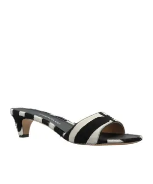 FERRAGAMO Zebra Print Heeled Sandals - Black