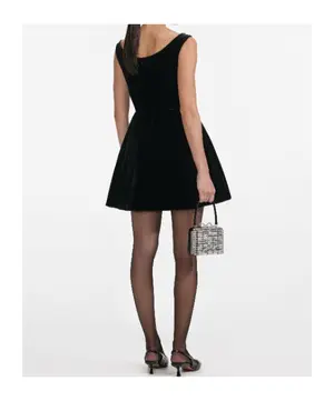 SELF-PORTRAIT Velvet Mini Dress With Crystal Trim