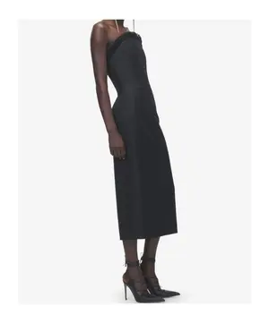 Alexander McQueen Strapless Crepon Trim Dress