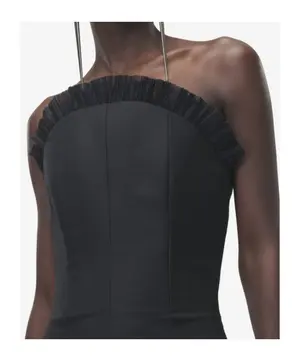 Alexander McQueen Strapless Crepon Trim Dress