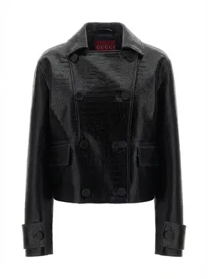 Gucci Double Breasted Leather Jacket