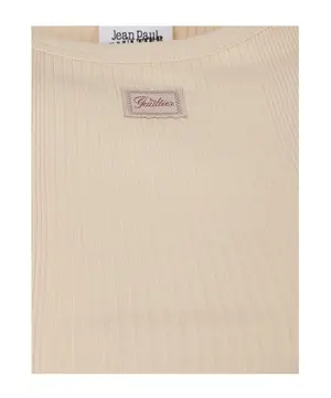 JEAN PAUL GAULTIER Cropped Ribbed T-shirt - Nude