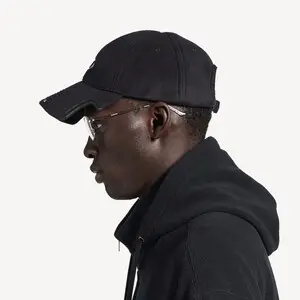 Balenciaga Embroidered Fleece Baseball Cap - Black
