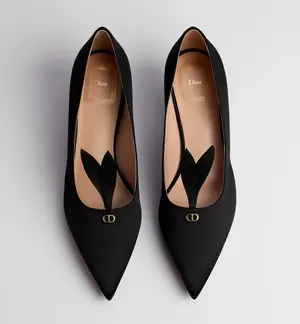 Dior Whisper Pointed Toe Kitten Heel Pumps - Black