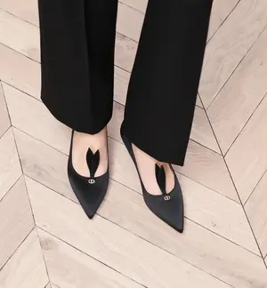 Dior Whisper Pointed Toe Kitten Heel Pumps - Black