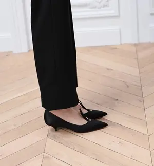 Dior Whisper Pointed Toe Kitten Heel Pumps - Black