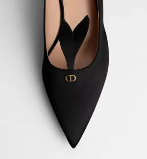 Dior Whisper Pointed Toe Kitten Heel Pumps - Black