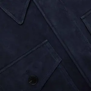 SELF-PORTRAIT Navy Suede Oversized Jacket - Navy Blue