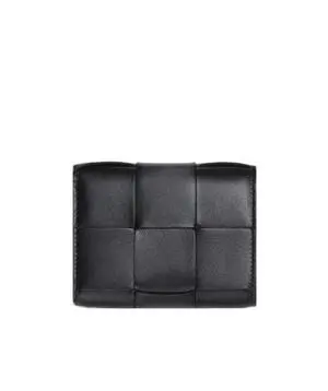 Bottega Veneta Intreccio Tri-fold Zip Wallet - Black
