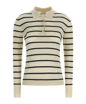 Max Mara Striped Knitted Polo Shirt With Long Sleeves