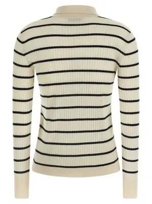 Max Mara Striped Knitted Polo Shirt With Long Sleeves