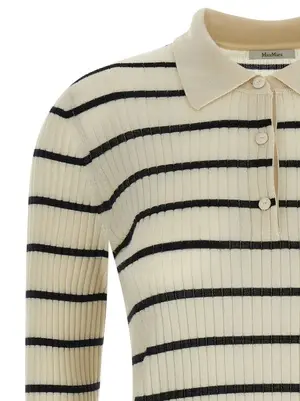 Max Mara Striped Knitted Polo Shirt With Long Sleeves