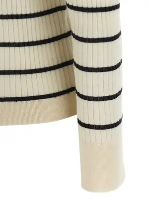 Max Mara Striped Knitted Polo Shirt With Long Sleeves