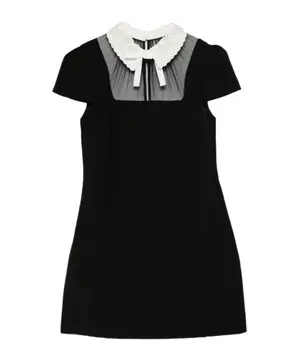 SELF-PORTRAIT Crepe Bow Collar Mini Dress - Black