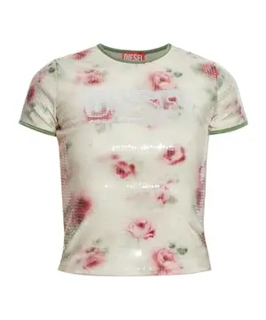 DIESEL® Diesel Sequined Floral Print Jersey Top No