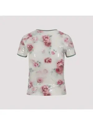 DIESEL® Sequined Floral Print Jersey Top - No