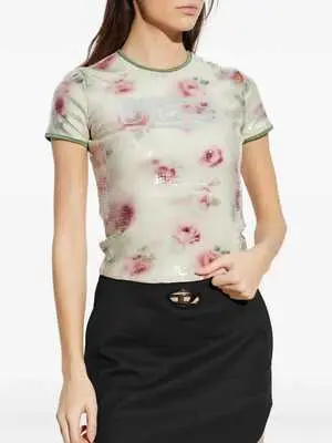 DIESEL® Sequined Floral Print Jersey Top - No