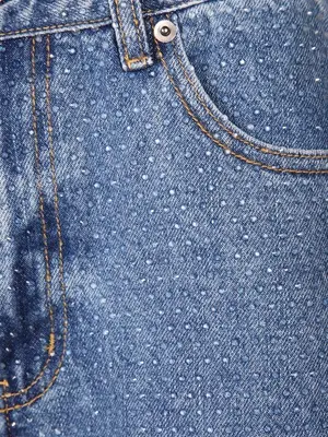 SELF-PORTRAIT Embellished Denim Straight Leg Jeans