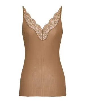 SAINT LAURENT Saint Laurent Lace Ribbed Tank Top