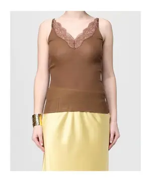 Saint Laurent Lace Ribbed Tank Top